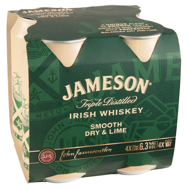 Jameson Dry & Lime 6.3% 375ml 4pk Cans – Thirsty Liquor Papakura